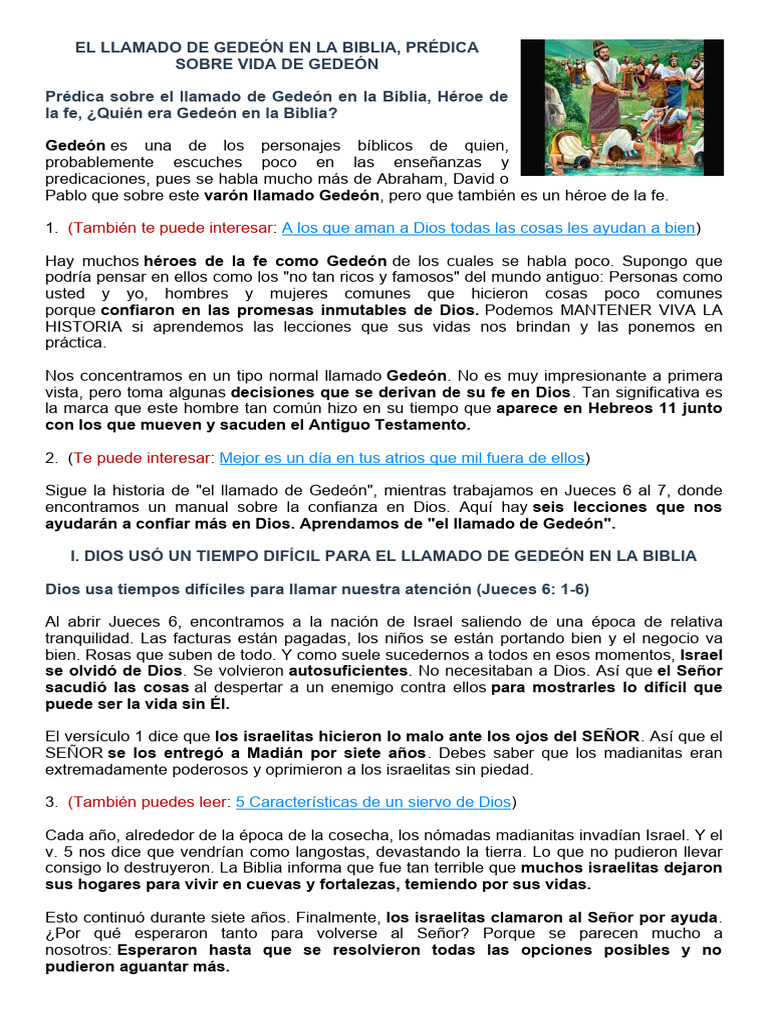 El Llamado de Gedeón en La Biblia | PDF | Biblia | Dios
