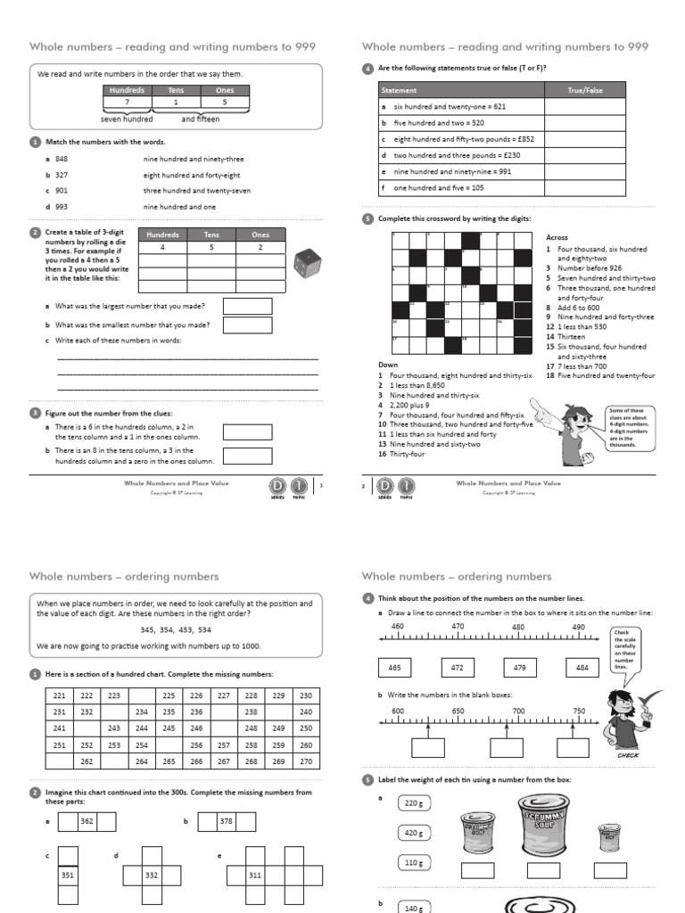 Whole Number and Place Value Students | PDF | Numbers | Mathematics