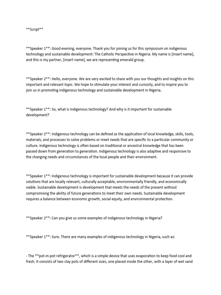 Indigenous Technology Script | PDF | Sustainability