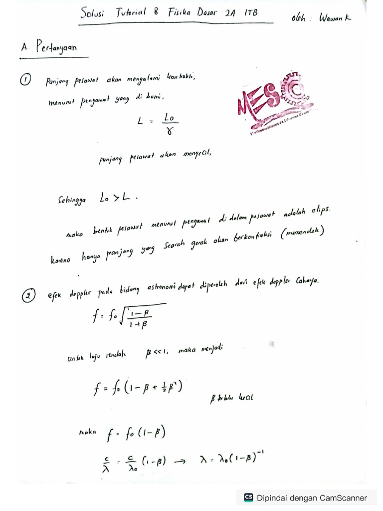 Solusi Tutorial 8 Fisika Dasar 2A ITB | PDF
