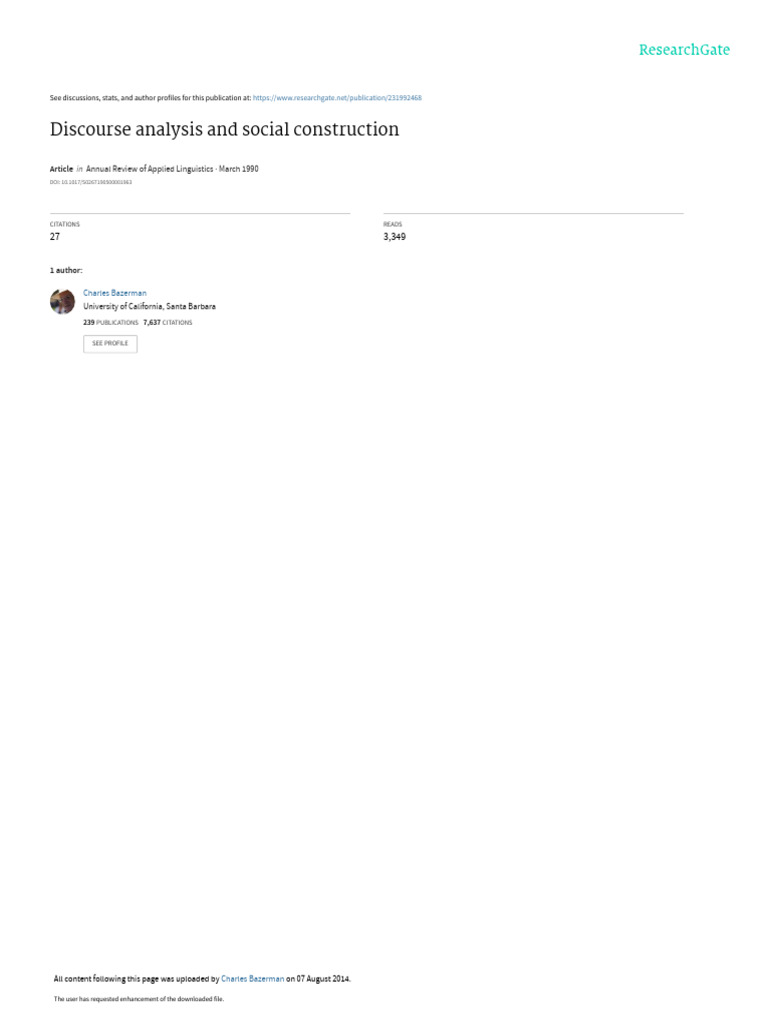 Discourse Analysis and Social Construction | PDF | Social ...