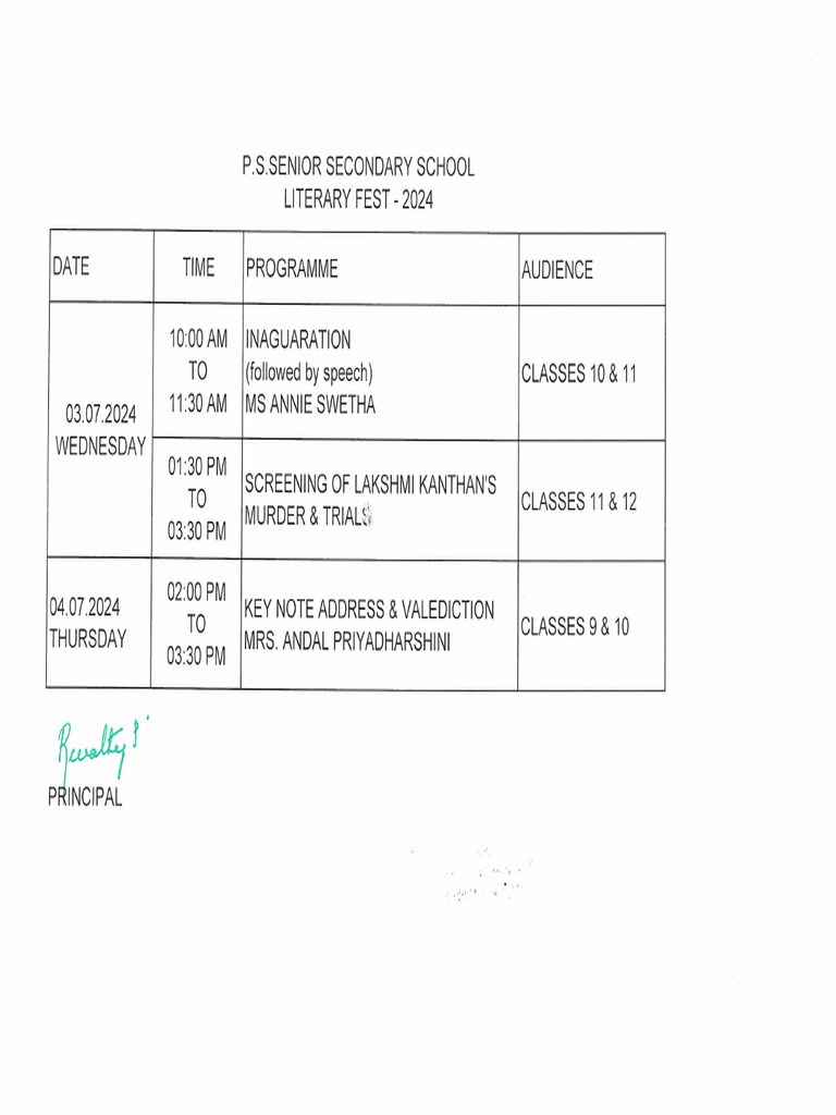 Literary Fest 2024 - Schedule | PDF