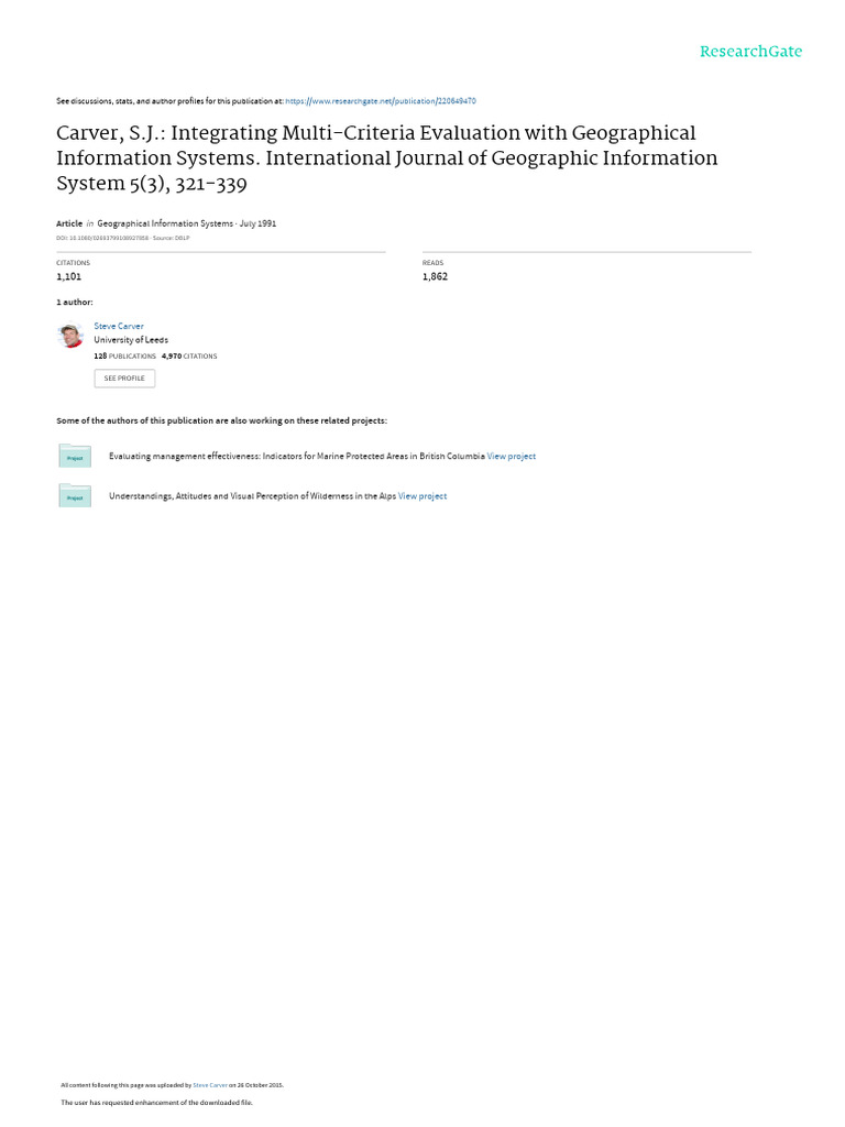 Carver_SJ_Integrating_Multi-Criteria_Evaluation_wi | PDF | Geographic Information System ...