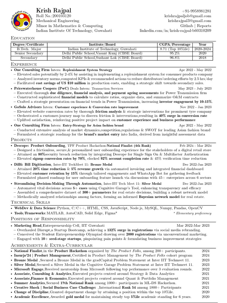 Krish Rajpal: Mechanical Engineer Profile | PDF | Customer Experience | Web Development