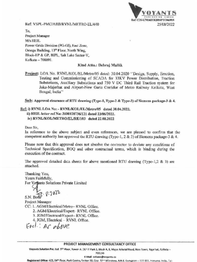 Approval Clearance of RTU Drawing (Type-1, Type-2 & Type-3) of Siemens ...