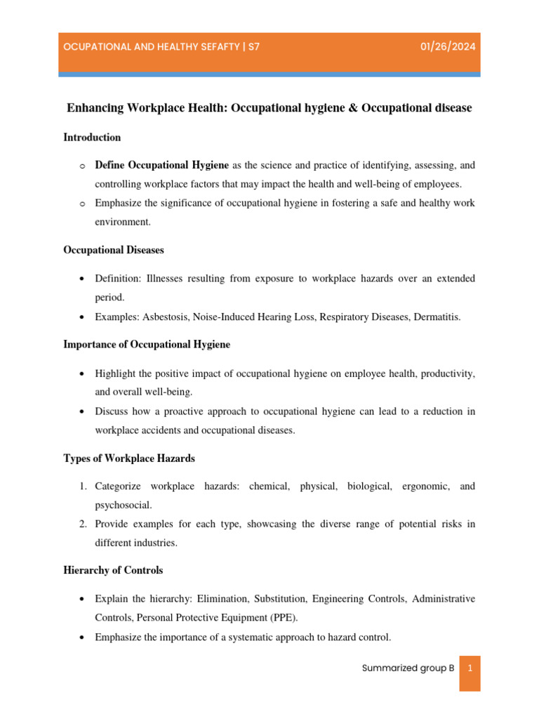 Occupation Hygiene and Disease | PDF | Occupational Safety And Health ...