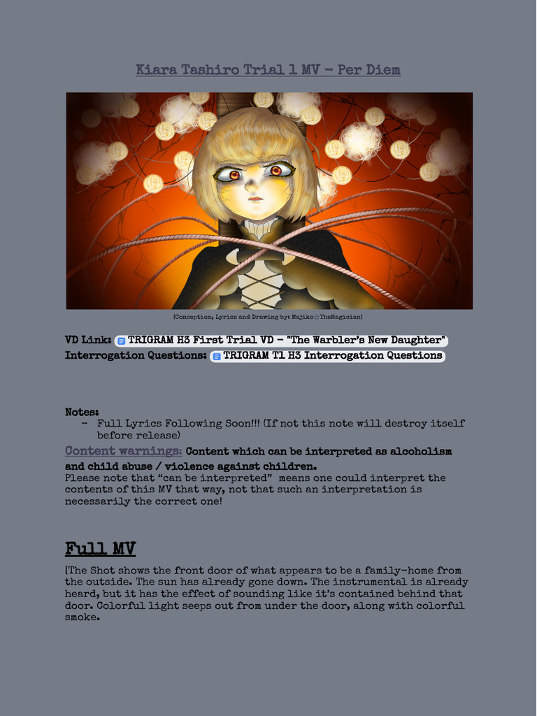 Kiara Tashiro T1 MV - Per Diem | PDF