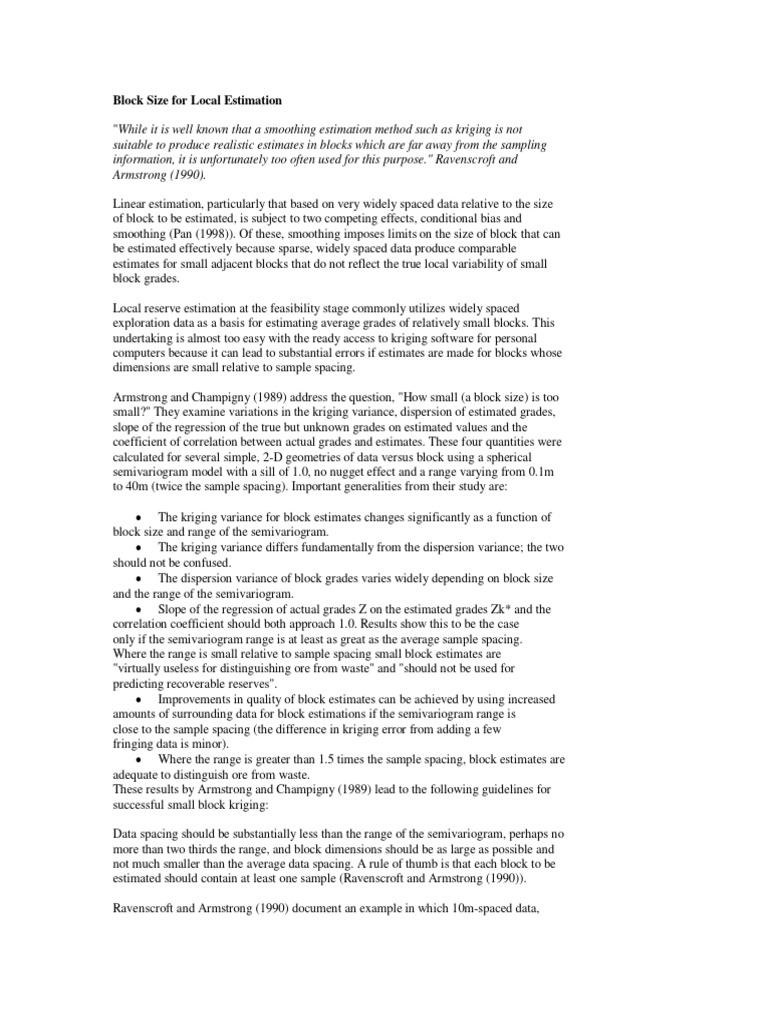 Optimal Block Size in Kriging | PDF | Estimator | Errors And Residuals