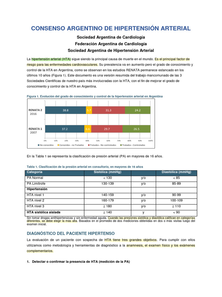 Consenso Arg HTA - VERSION ABREVIADA FINAL | PDF | Hipertensión ...