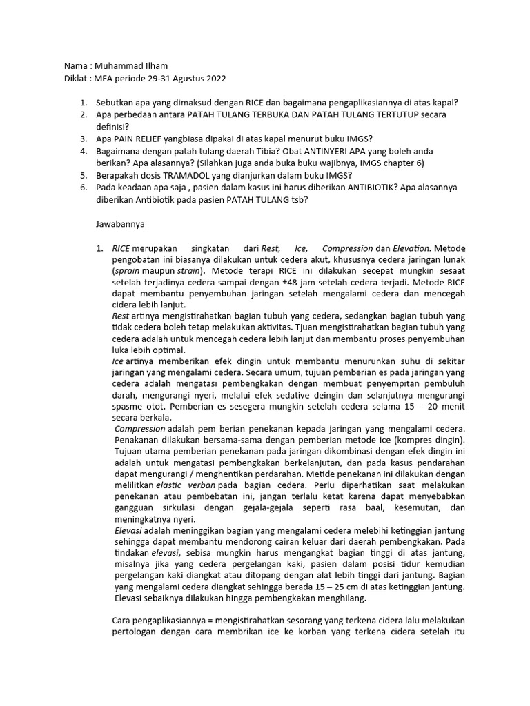 SOAL QUIZ CH 6 PATAH TULANG Muhammad Ilham | PDF