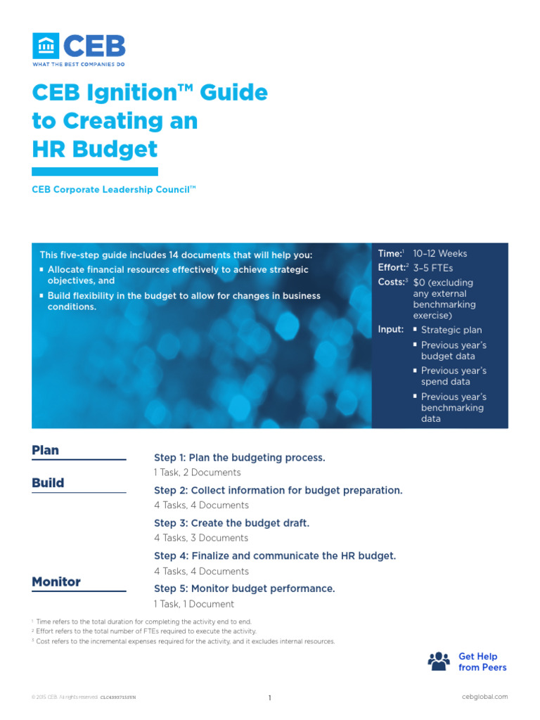 CEB Ignition™ Guide To Creating An HR Budget | PDF | Budget | Strategic ...