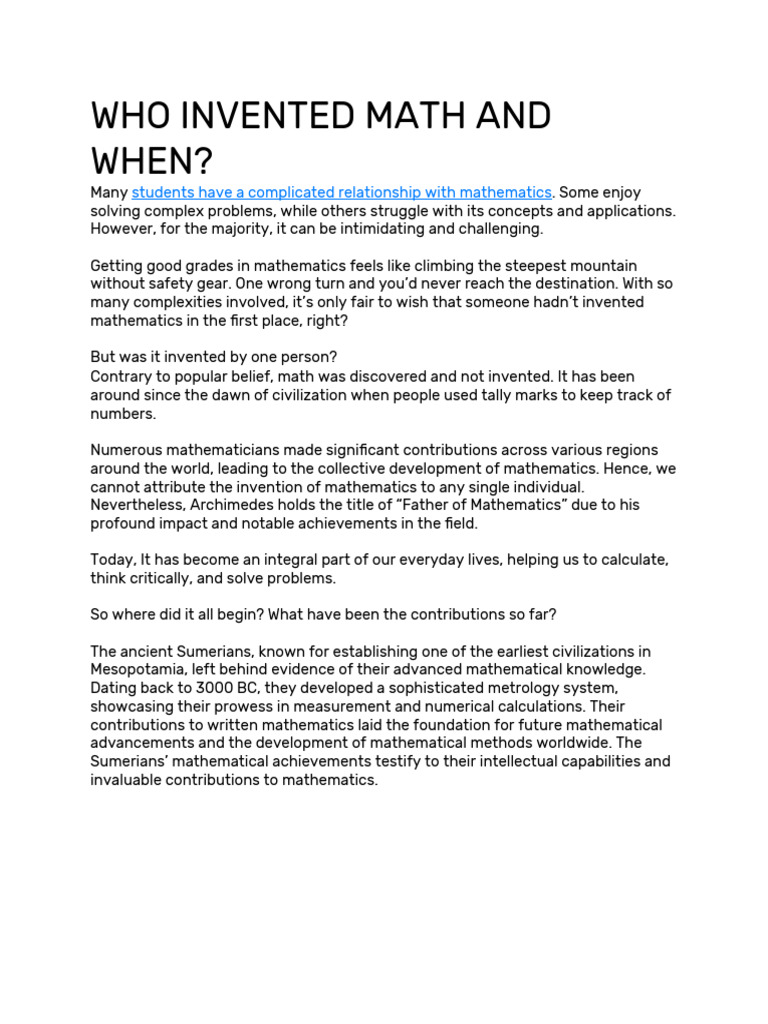 Who Invented Math and When?: Students Have A Complicated Relationship ...