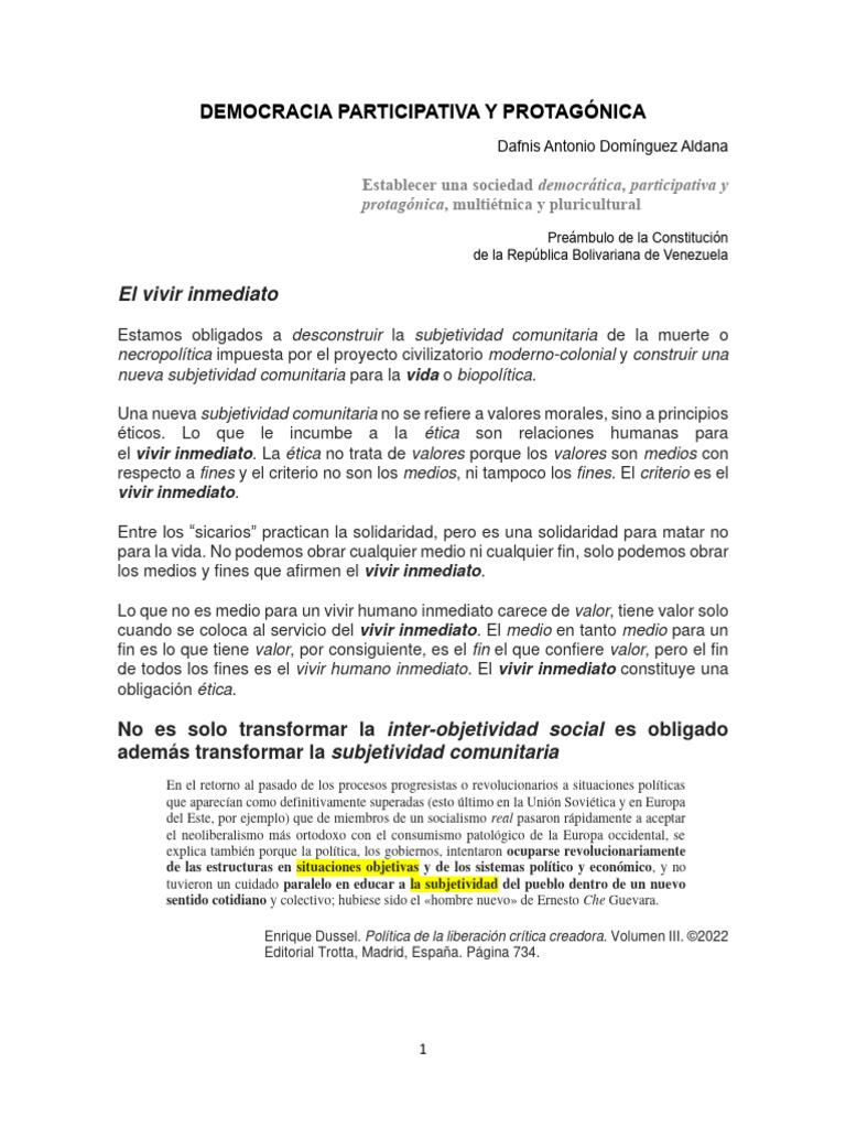 Democracia Participativa y Protagónica | PDF | Democracia | Ideologías políticas