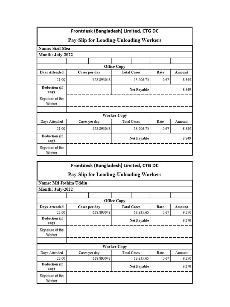 Format Payslip FDB | PDF | Paycheck | Wages And Salaries