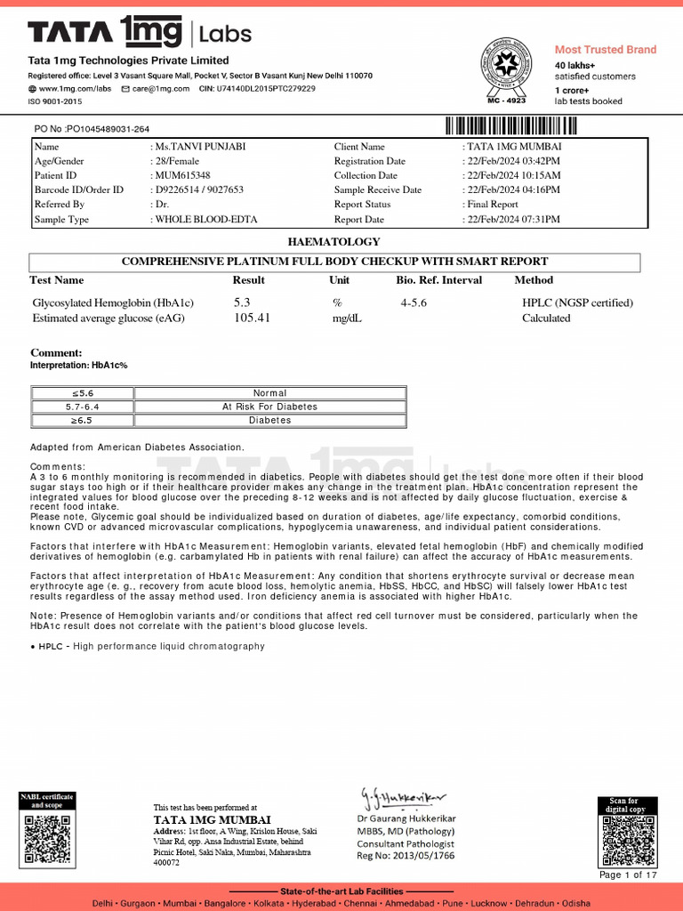 Comprehensive Body Lab Report | PDF | Low Density Lipoprotein | High Density Lipoprotein