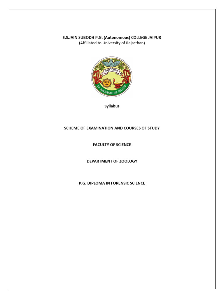 Syllabus PG Diploma in Forensic Science | PDF | Forensic Science