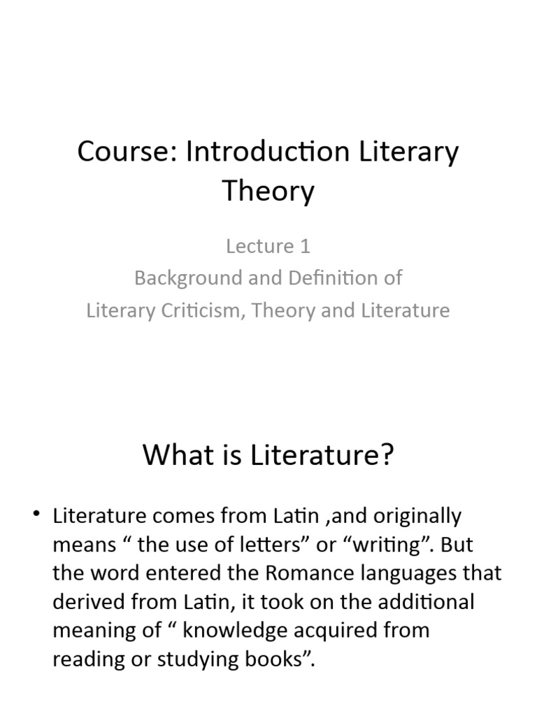Introduction to Literary Theory | PDF | Literary Criticism | Literary ...