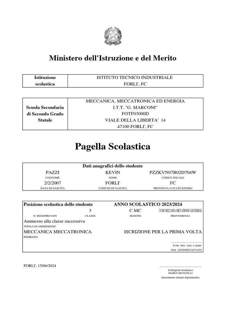 Pagella Finale 2023-2024 | PDF