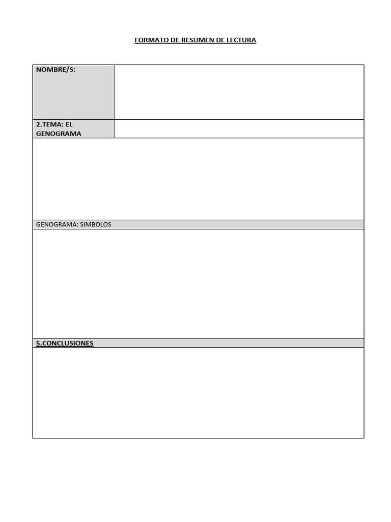 Formato de Resumen de Lectura | PDF