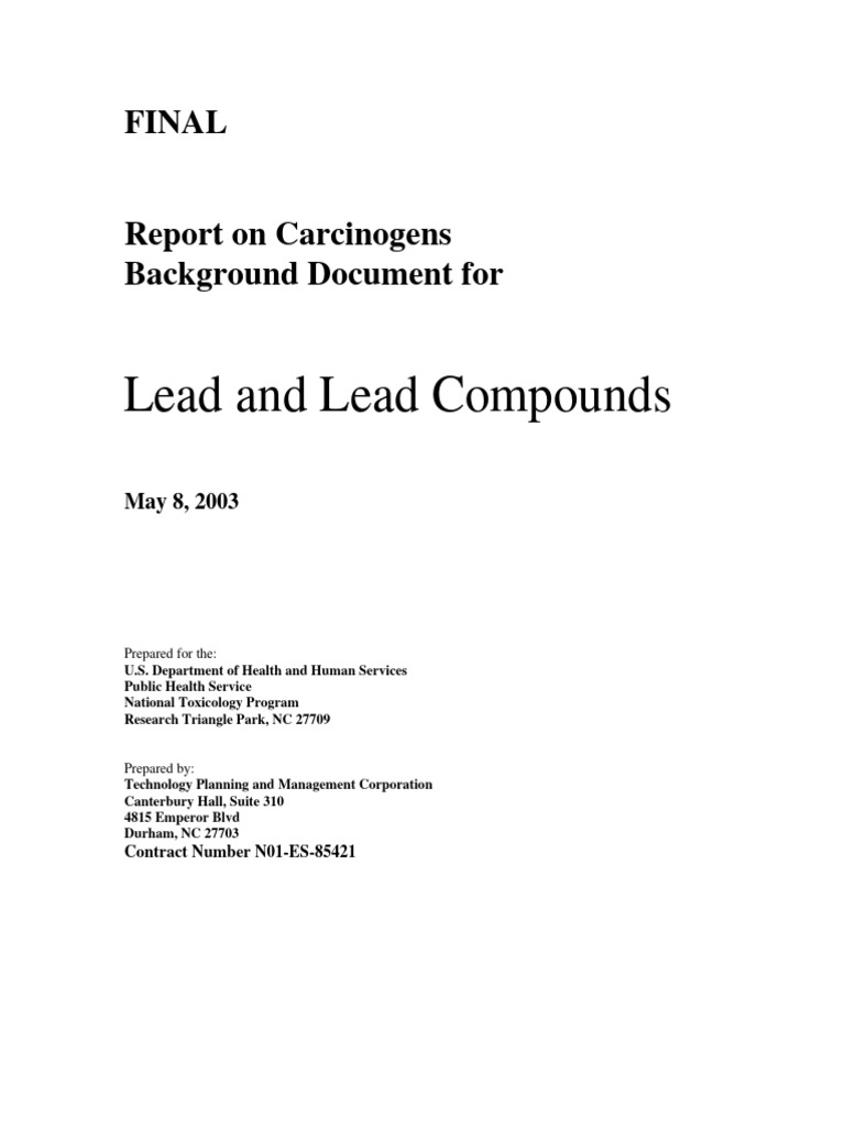Lead and Lead Compounds - National Toxicology Program (PDFDrive) | PDF ...