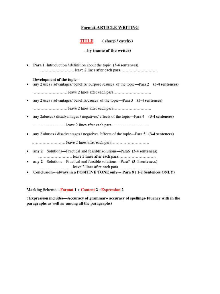 Format -Article Writing | PDF
