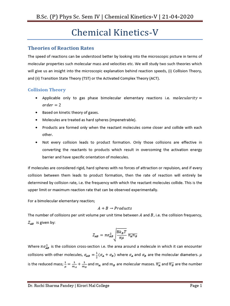 Chemical Kinetics-5-PS2-21-04-20 | PDF | Reaction Rate | Reaction Rate ...