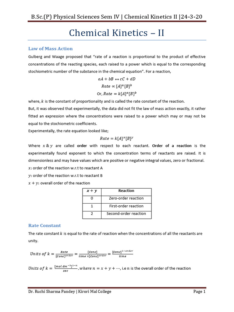Chemical Kinetics-2-PS2-24-03-2020 | PDF | Reaction Rate | Chemical ...