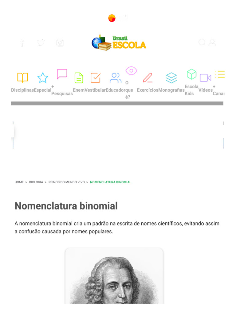 Nomenclatura Binomial - o Que É e Regras Propostas - Brasil Escola | PDF | Taxonomia (Biologia ...