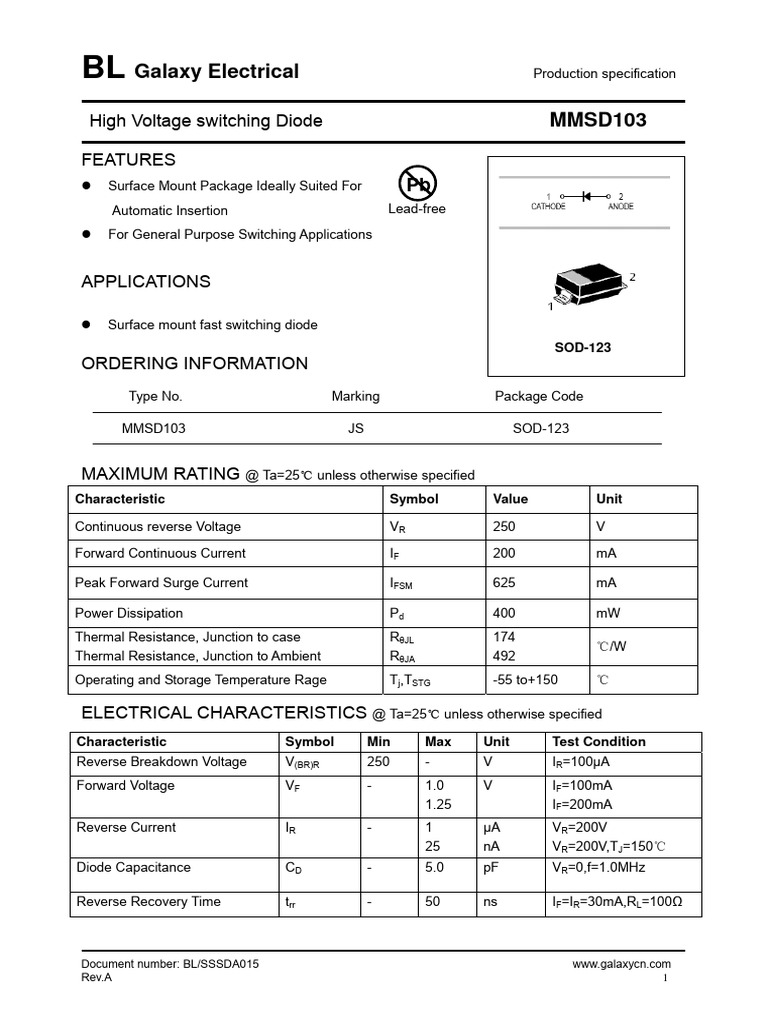 mmsd103_galaxy | PDF | Diode | Electronics