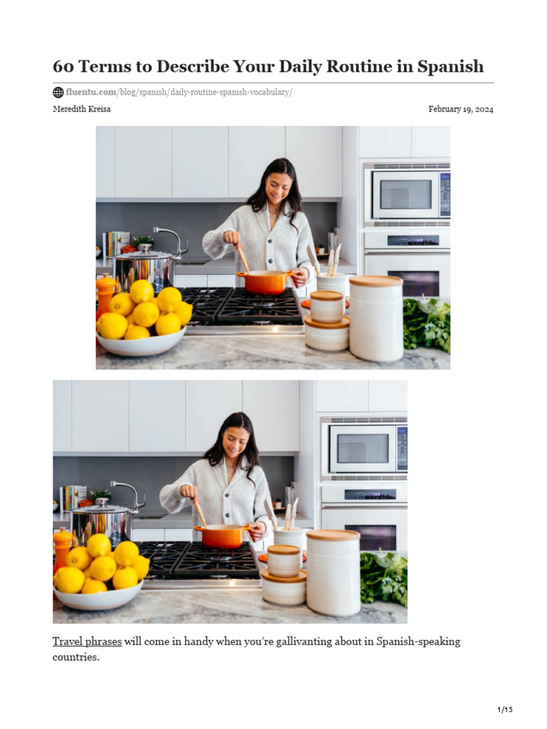 Daily Routine Spanish Vocabulary | PDF | Fluency | Linguistics