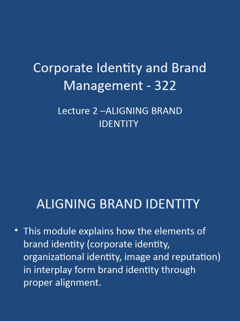 Lecture 3 Aligning Brand Identity - Corporate Brand Tool Kit | PDF ...