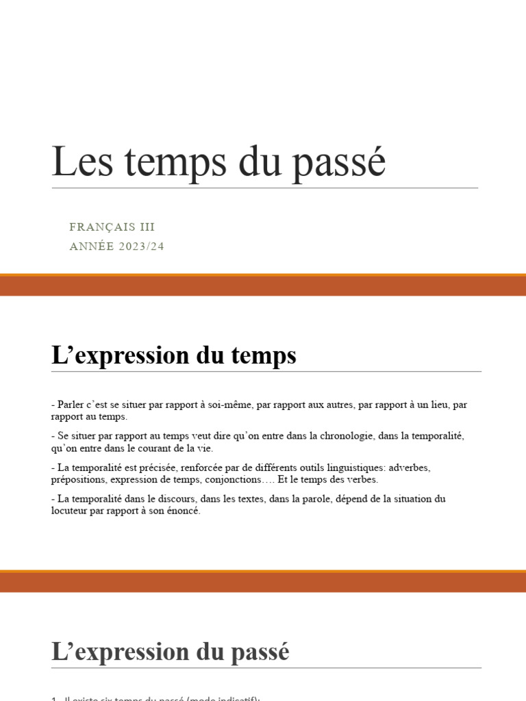 Les temps du passé en français | PDF | Verbe | Temps (grammaire)