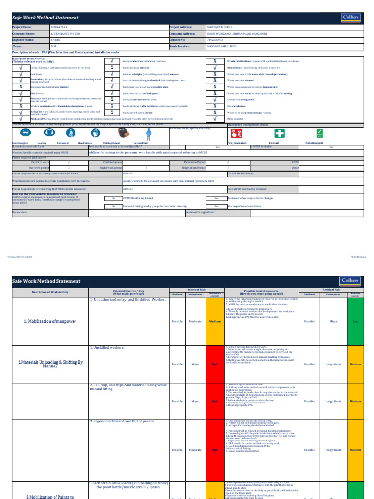 SWMS Fapa | PDF | Personal Protective Equipment | Scaffolding