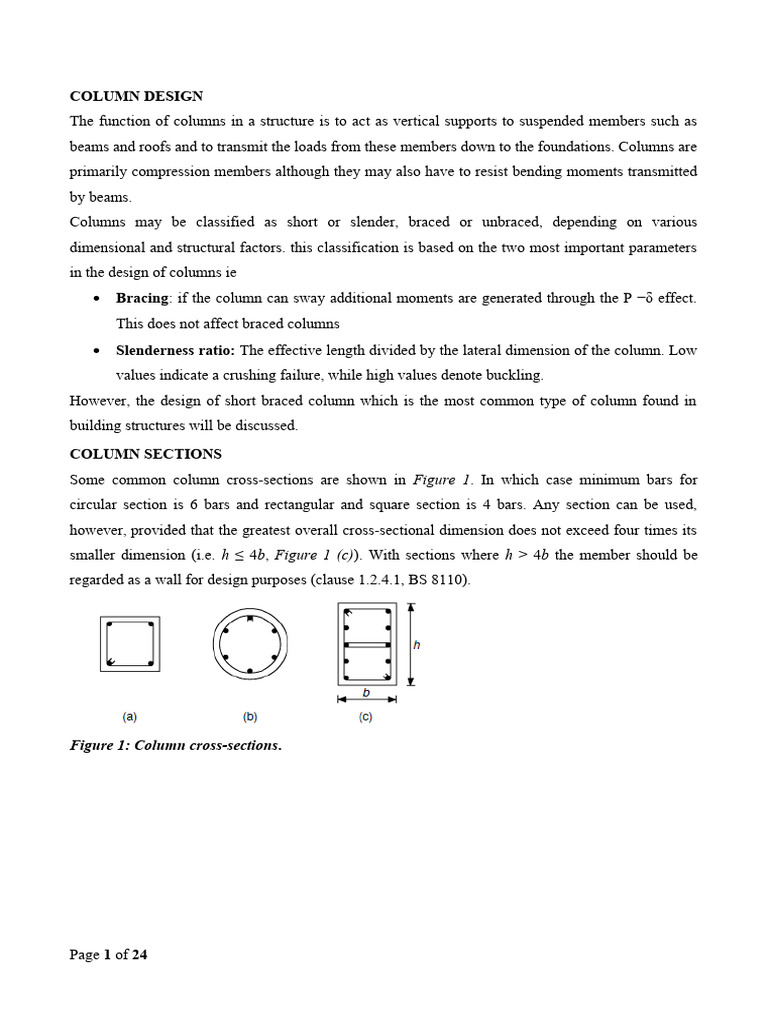 Column Design | PDF | Buckling | Column