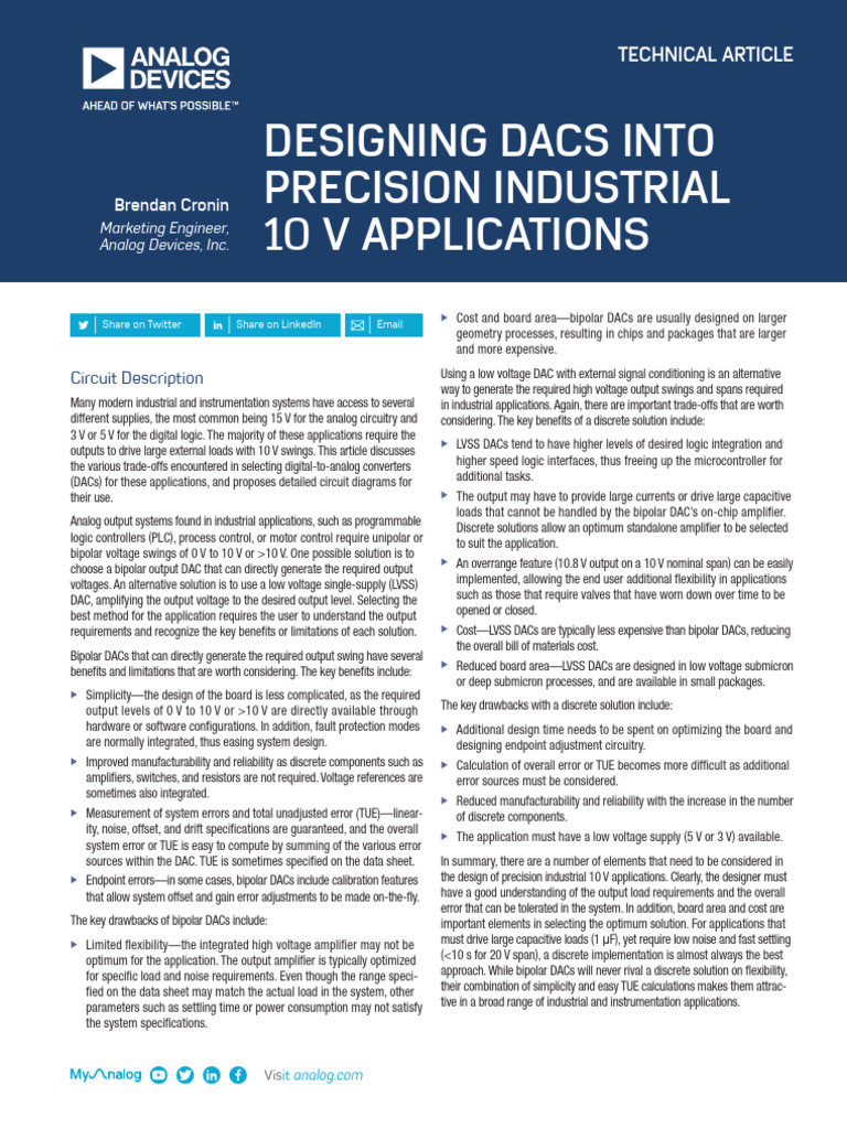 Designing Dacs Into Precision Industrial 10 V Applications | PDF ...
