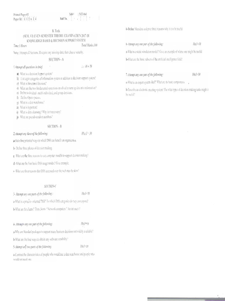 Knowledge Based Decision Support System Nit 064 | PDF