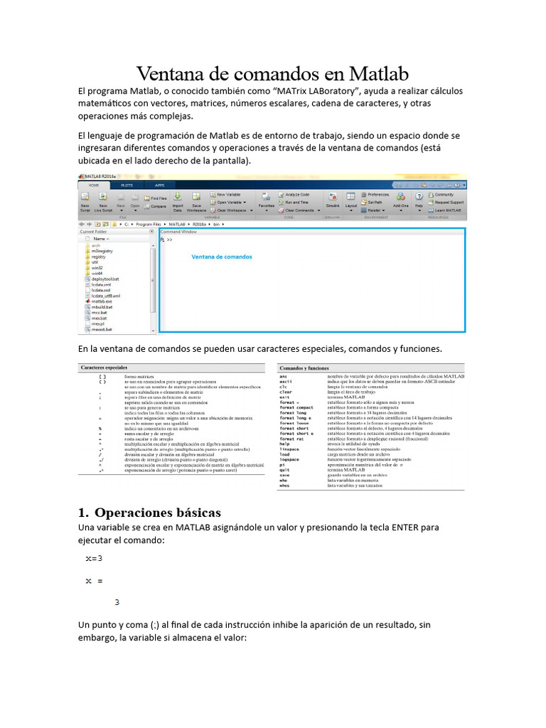 Ventana de comandos en Matlab (1) | PDF