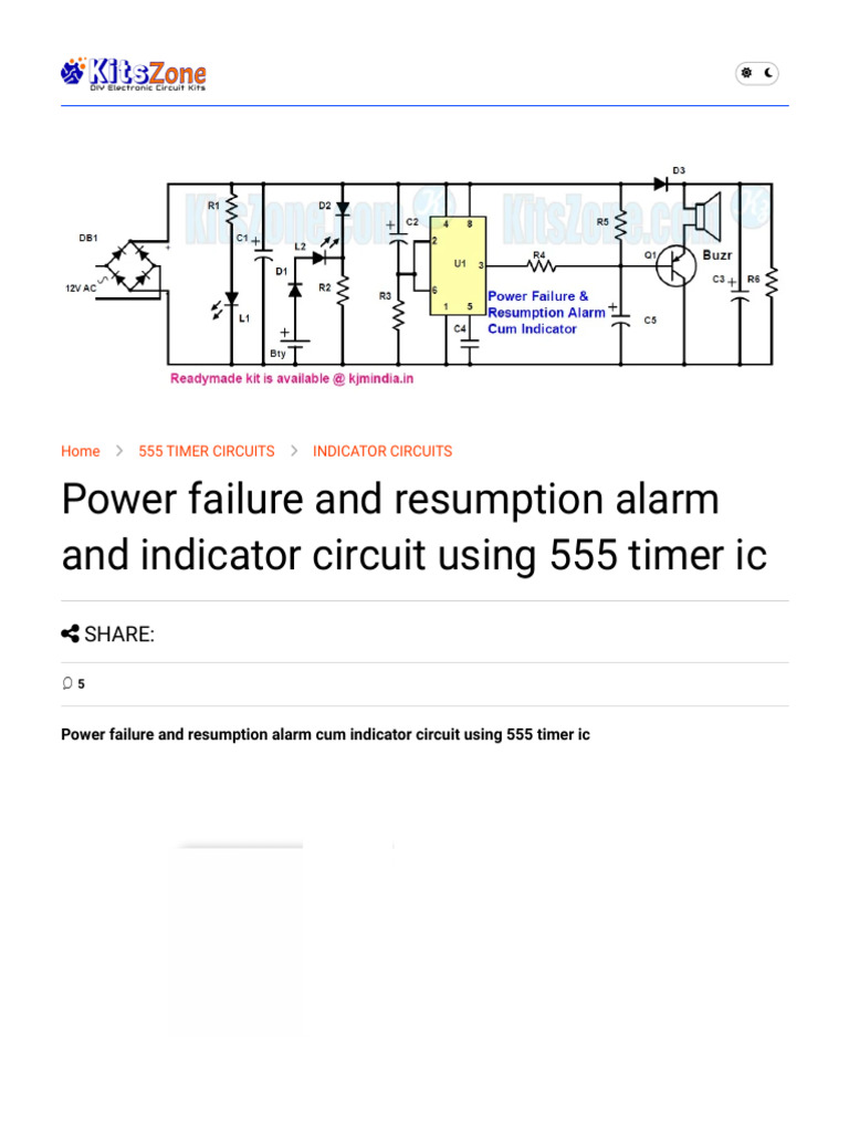 Power Failure and Resumption Alarm and Indicator Circuit Using 555 Timer Ic - Simple Electronic ...