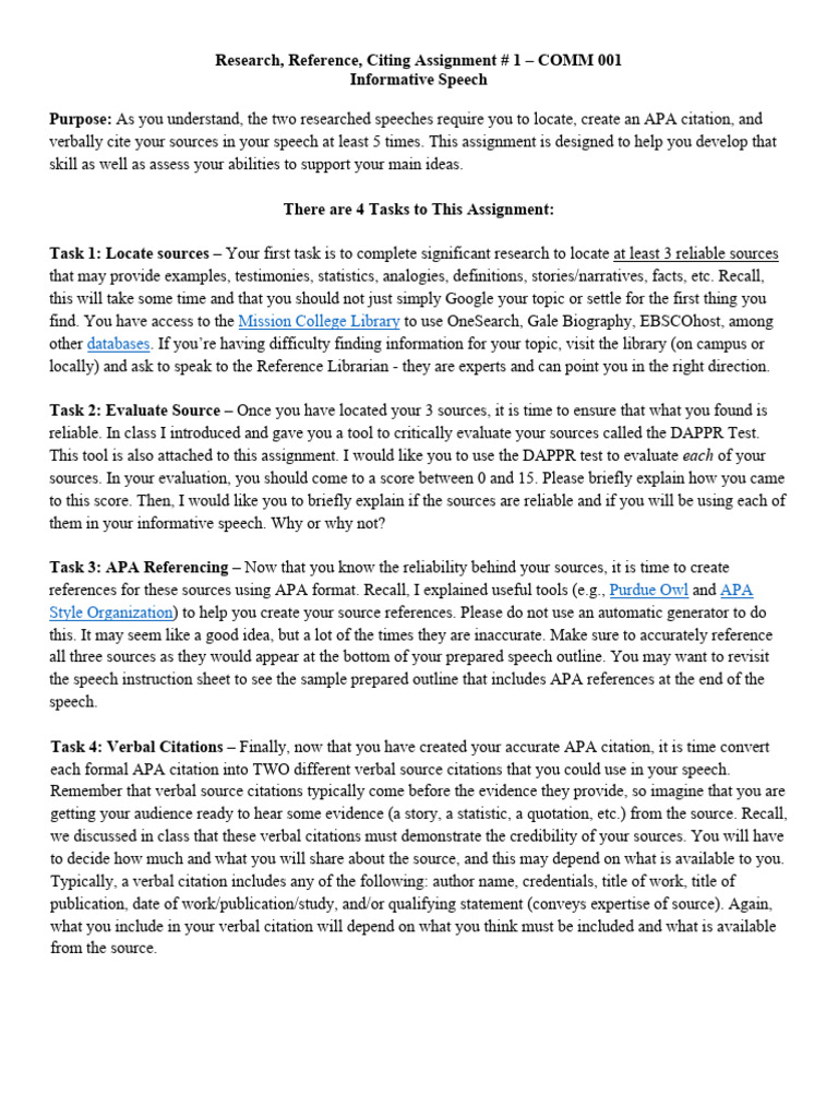 Research, Reference, Citing # 1 (Informative Speech) | PDF | Citation ...
