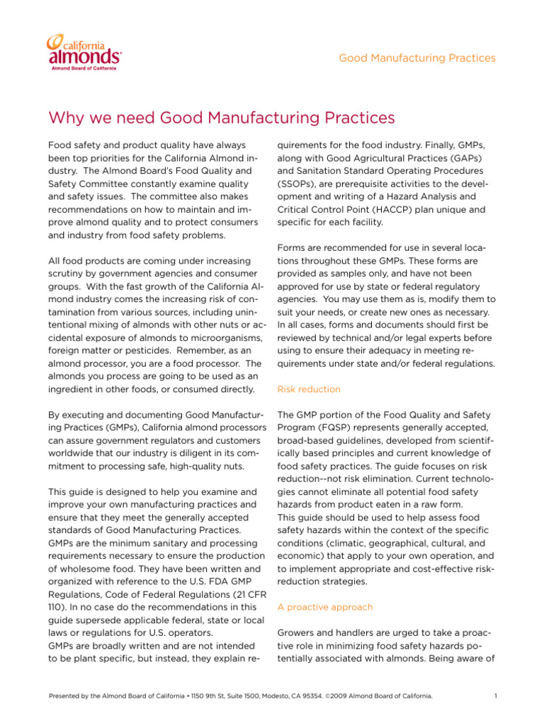 GMP Manual | PDF | Drinking Water | Food Safety