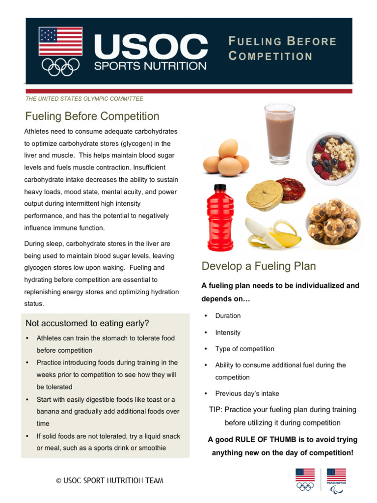 Fueling Fact Sheet 2016 | PDF | Foods | Meal