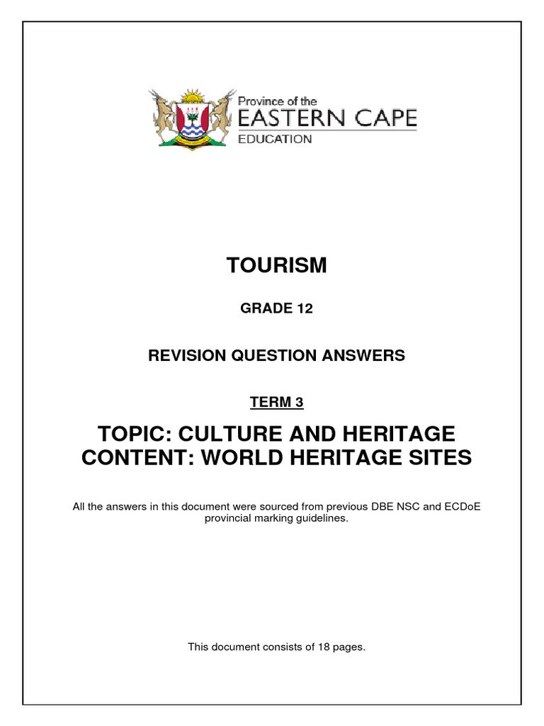 9l GR 12_TOURISM_TERM 3_WORLD HERITAGE SITES_REVISION QUESTION ANSWERS ...