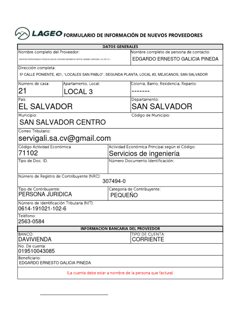 Actualización de Datos Proveedores 2023 modificado 8072024 | PDF