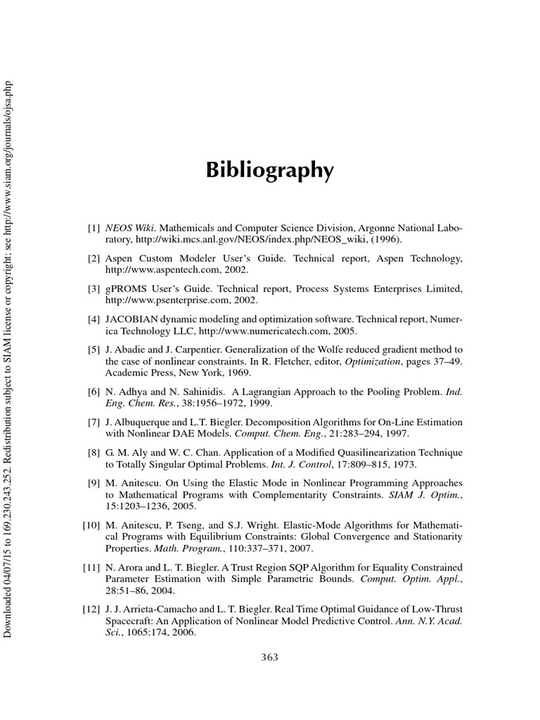 Nonlinear Programming (Concepts, Algorithms, and Applications To Chemical Processes) - Back ...