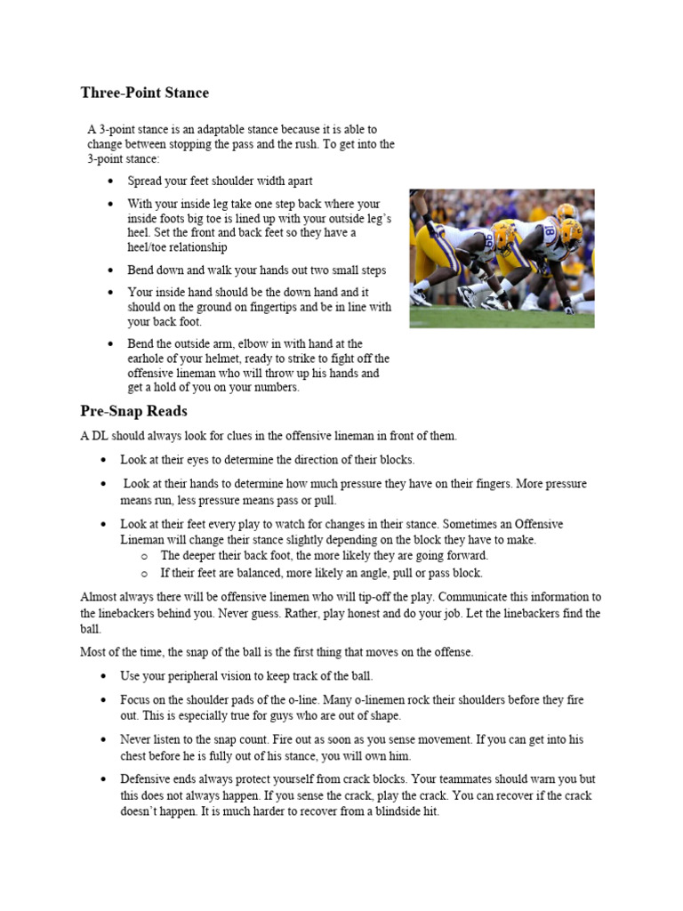 D-Line Stance and Steps | PDF | American Football | Team Sports