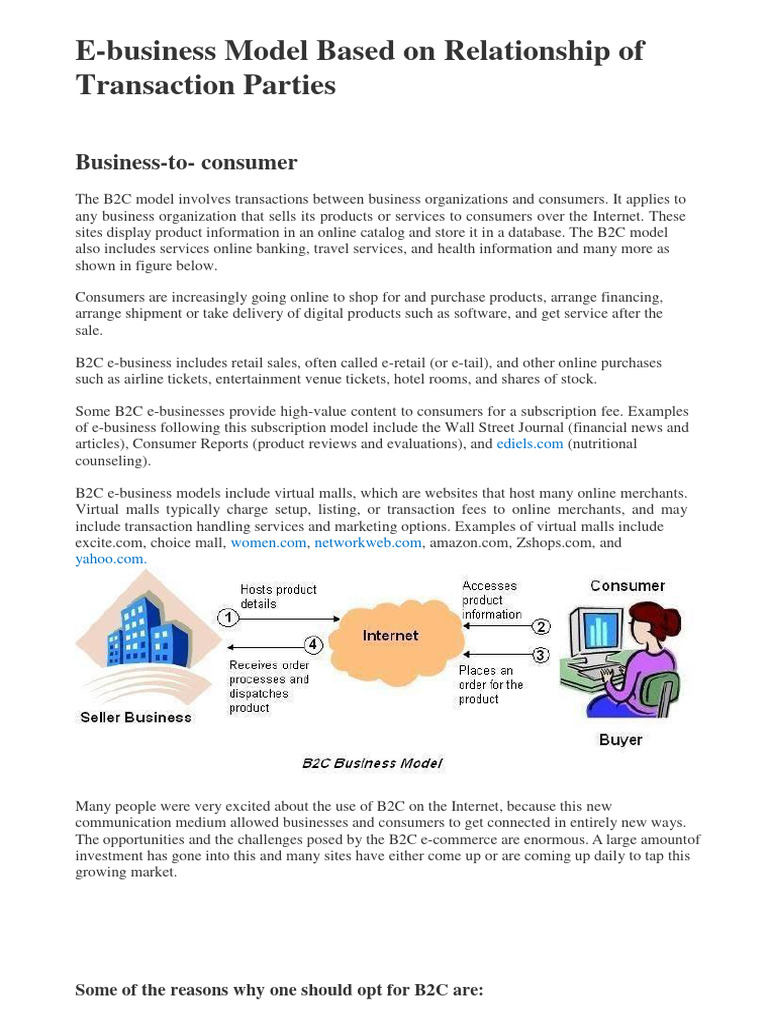 6.1. E-Business Model Based On Relationship of Transaction Parties | PDF | Retail | Economies