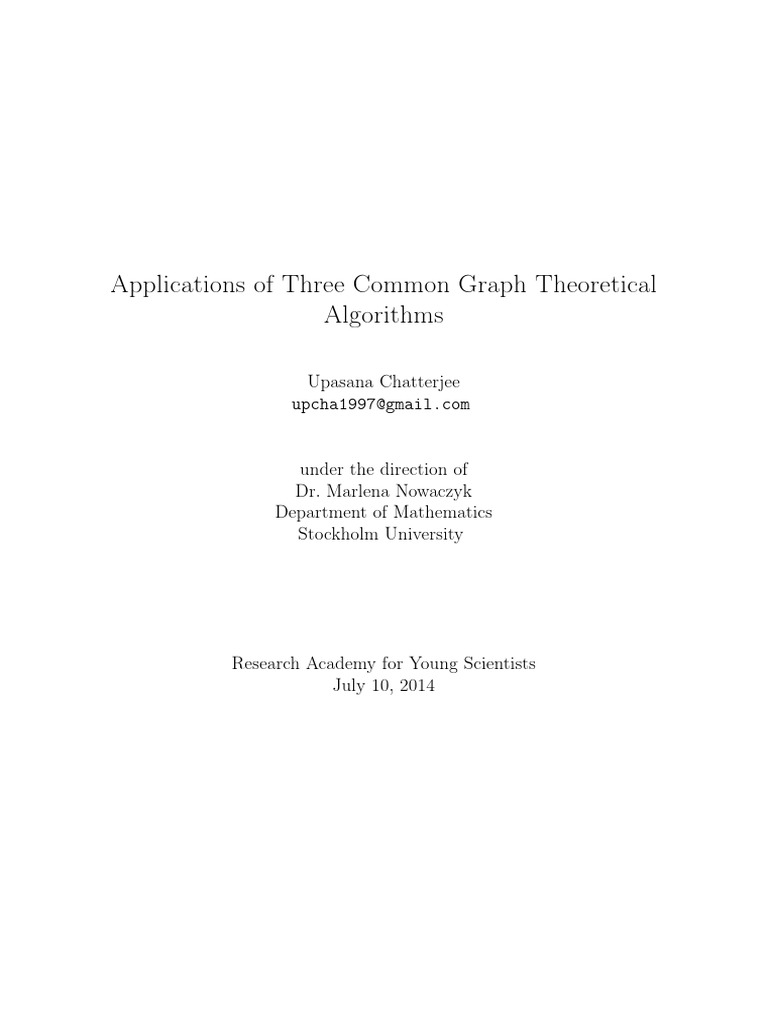 Chatterjee Applications of Three Common Graph Theoretic Algorithms ...