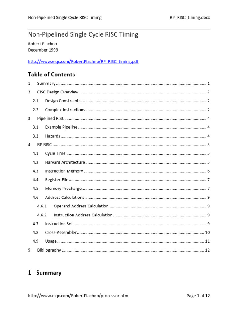 RP RISC Timing | PDF | Central Processing Unit | Assembly Language RP RISC Timing | PDF | Central Processing Unit | Assembly Language