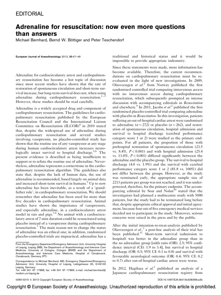 Adrenaline For Resuscitation Now Even More.1 | PDF | Cardiopulmonary ...
