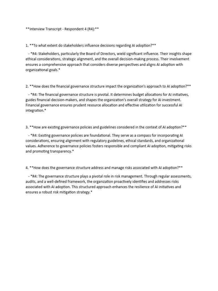 Respondent 4 | PDF | Governance | Leadership